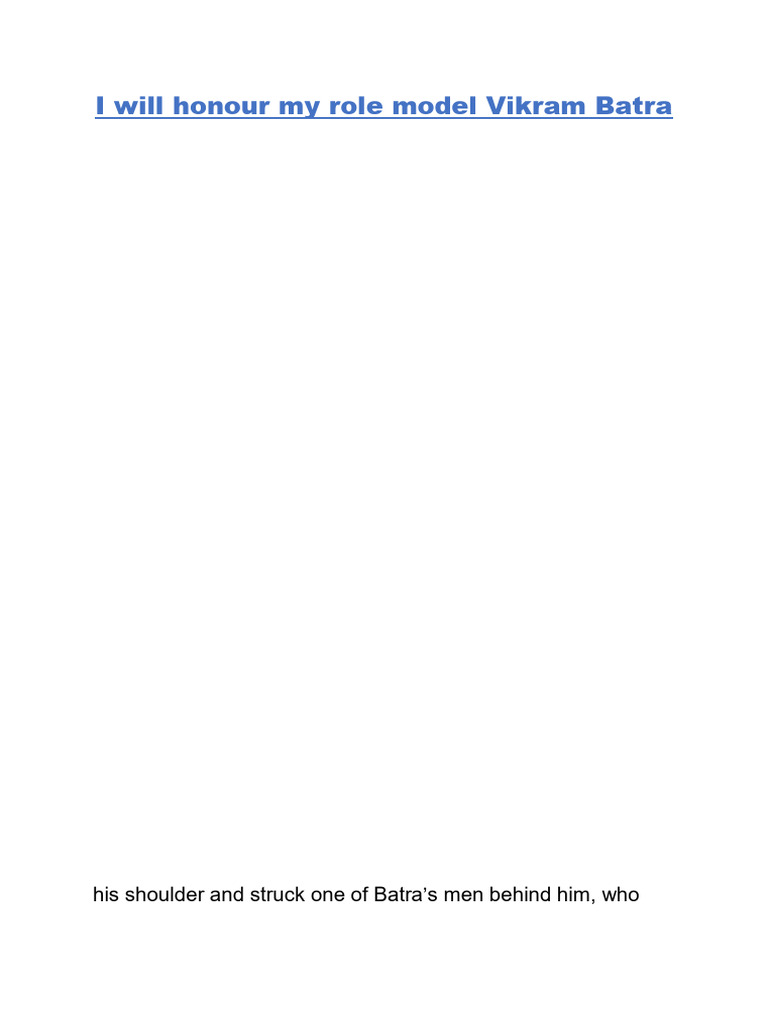 I Will Honour My Role Model Vikram Batra | PDF