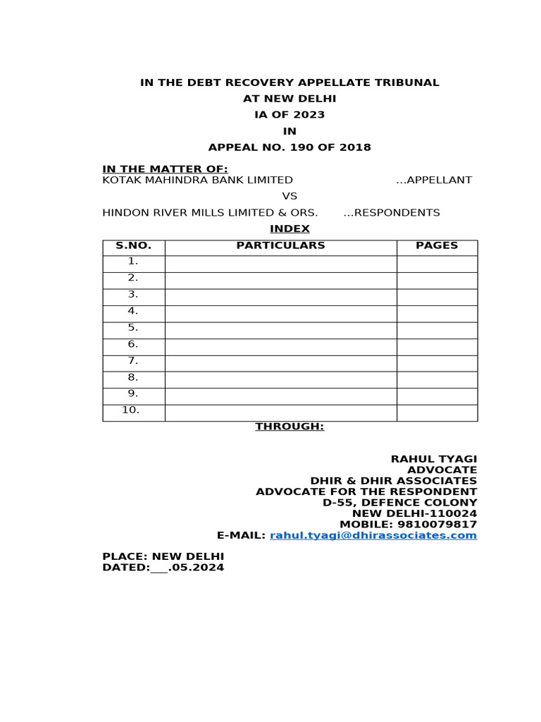 Application - KMBL vs. Hindon | PDF