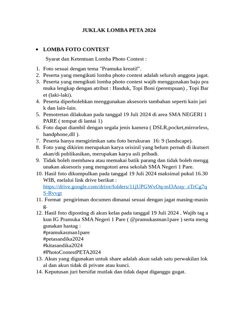 Juklak Lomba Peta 2024 | PDF