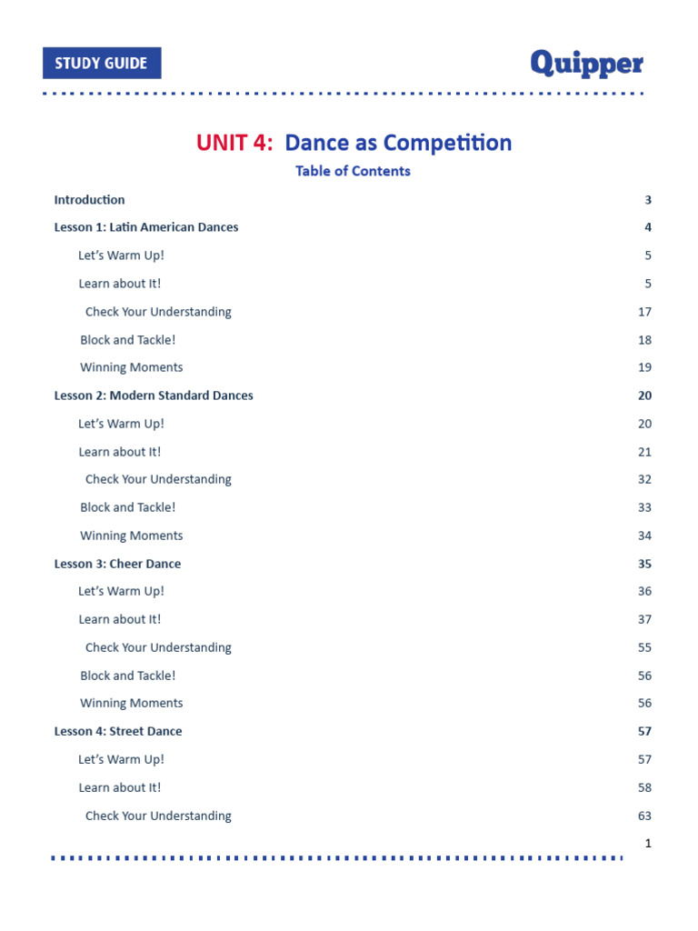 Unit 4 Dance As Competition ST VERSION | PDF