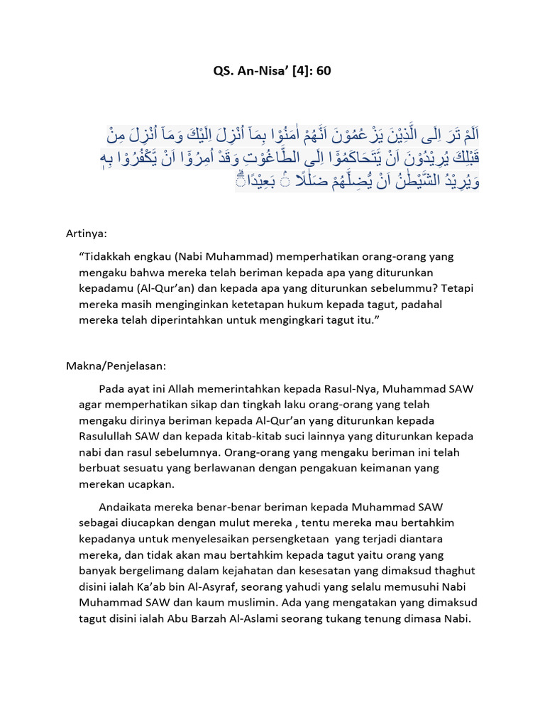QS An-Nisa' Ayat 60 | PDF