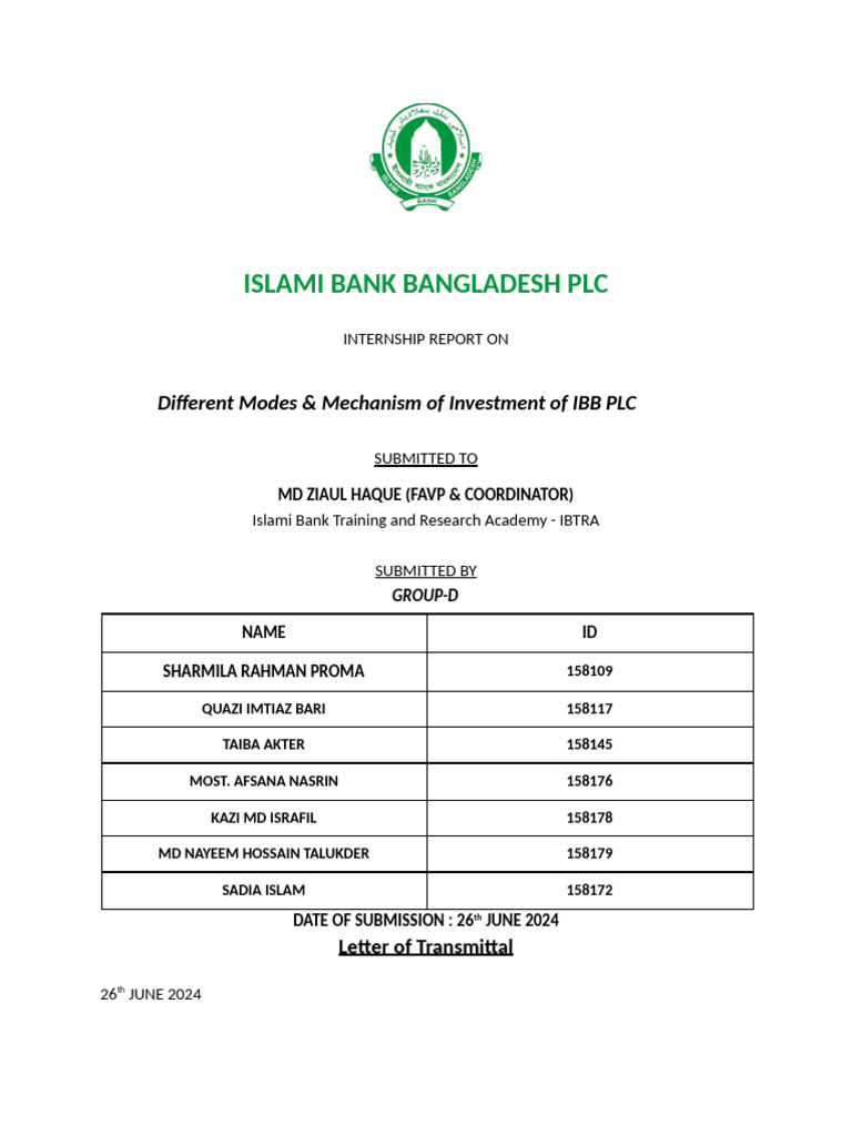 IBB PLC Investment Modes Analysis | PDF | Islamic Banking And Finance ...
