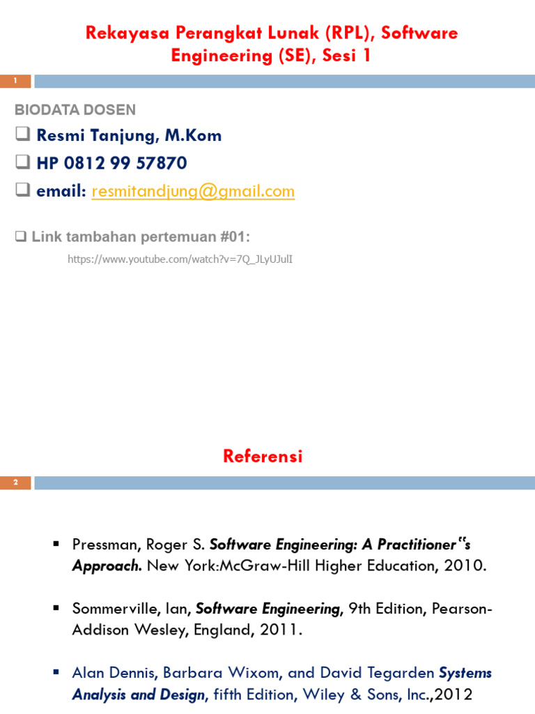 RPL - #01 - Pengenalan Rekayasa Perangkat Lunak | PDF