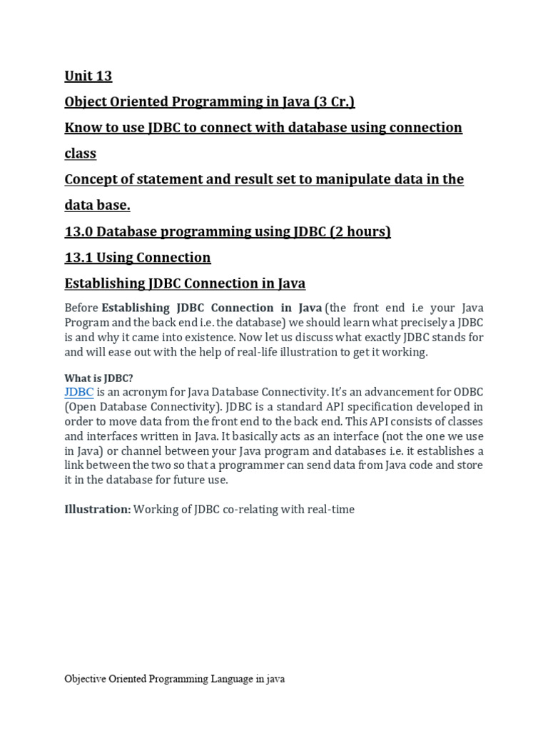 Unit 13_Database Programming Using JDBC | PDF