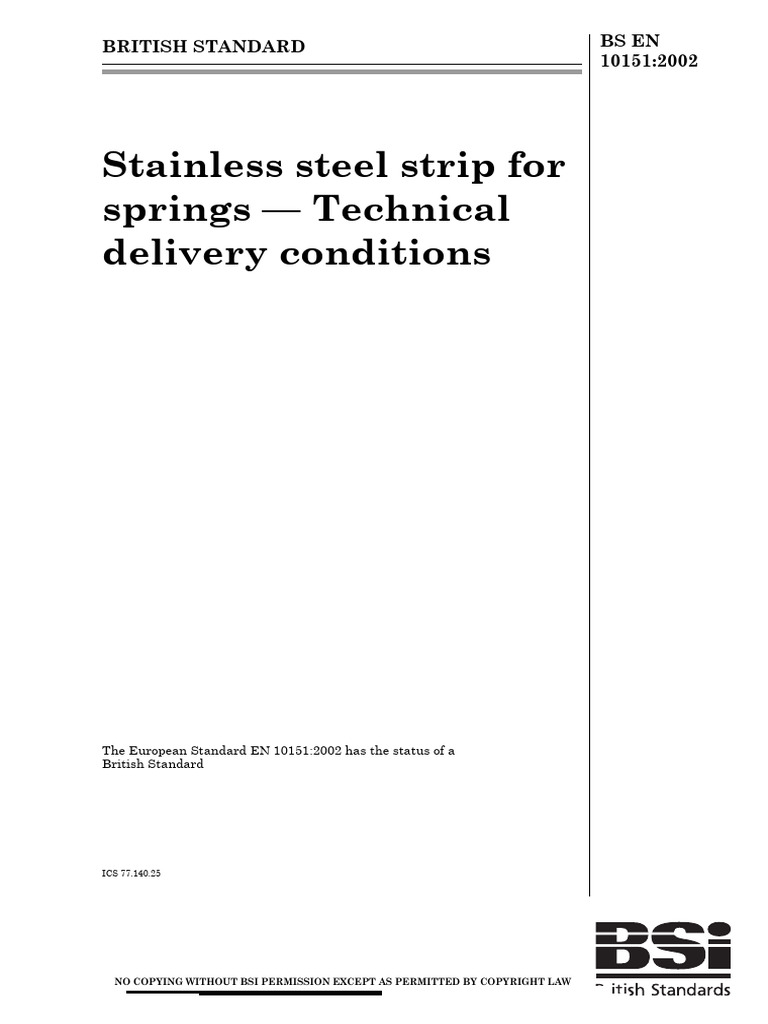 Stainless Steel Strip For Springs - Technical Delivery Conditions | PDF