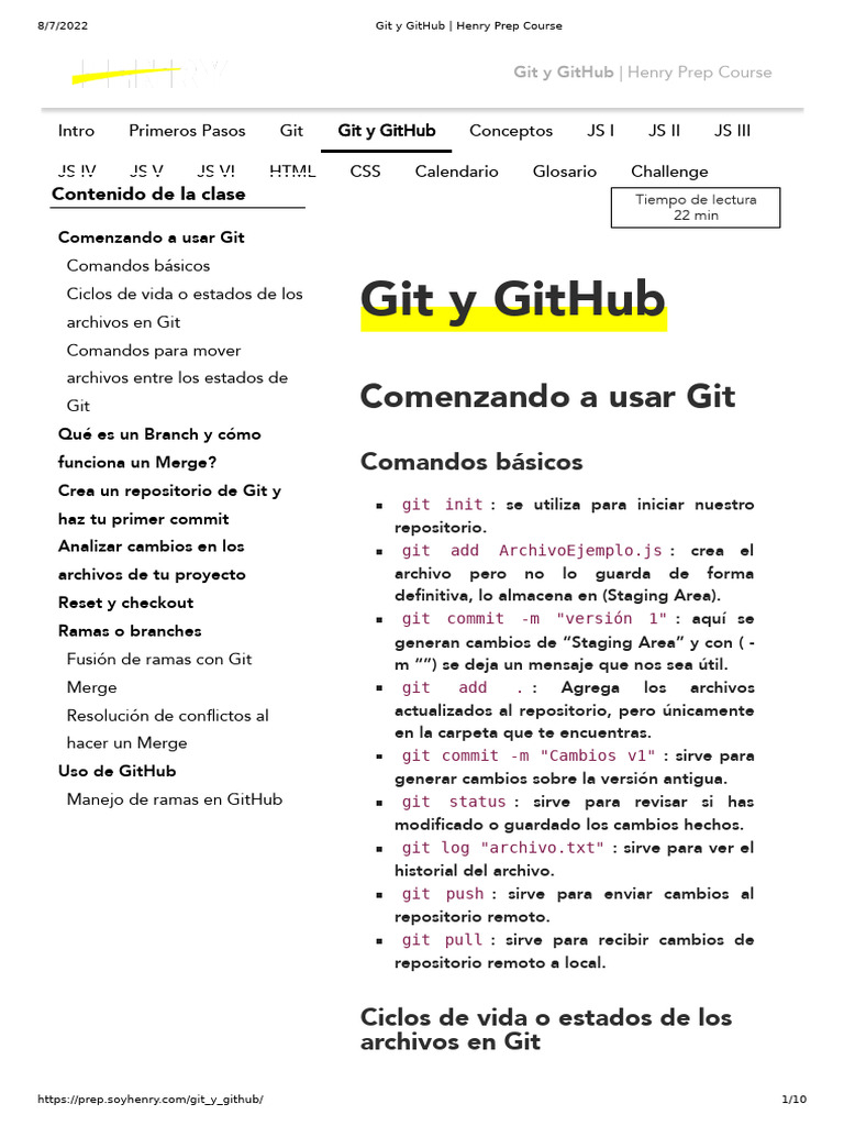 Git y GitHub - Henry Prep Course | PDF