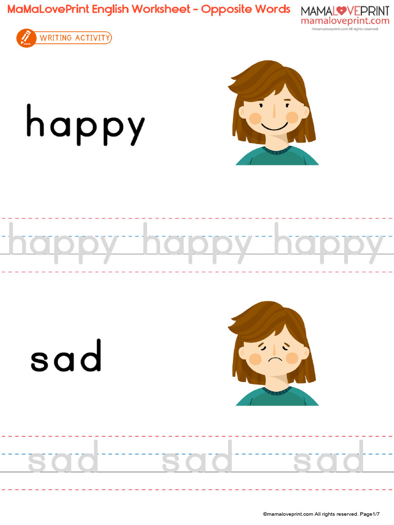 Mamaloveprint English Sightword 03 Happysad Book | PDF