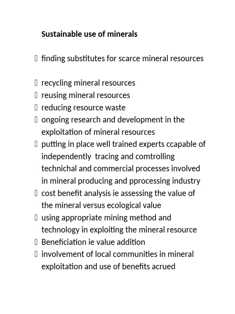 Sustainable Use of Minerals | PDF