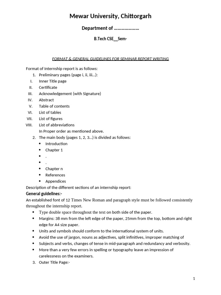 Report_Formate_Seminar CSE | PDF