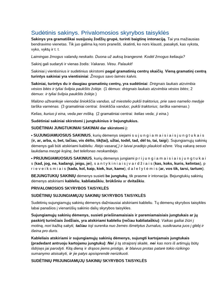 Sudėtinis Sakinys | PDF