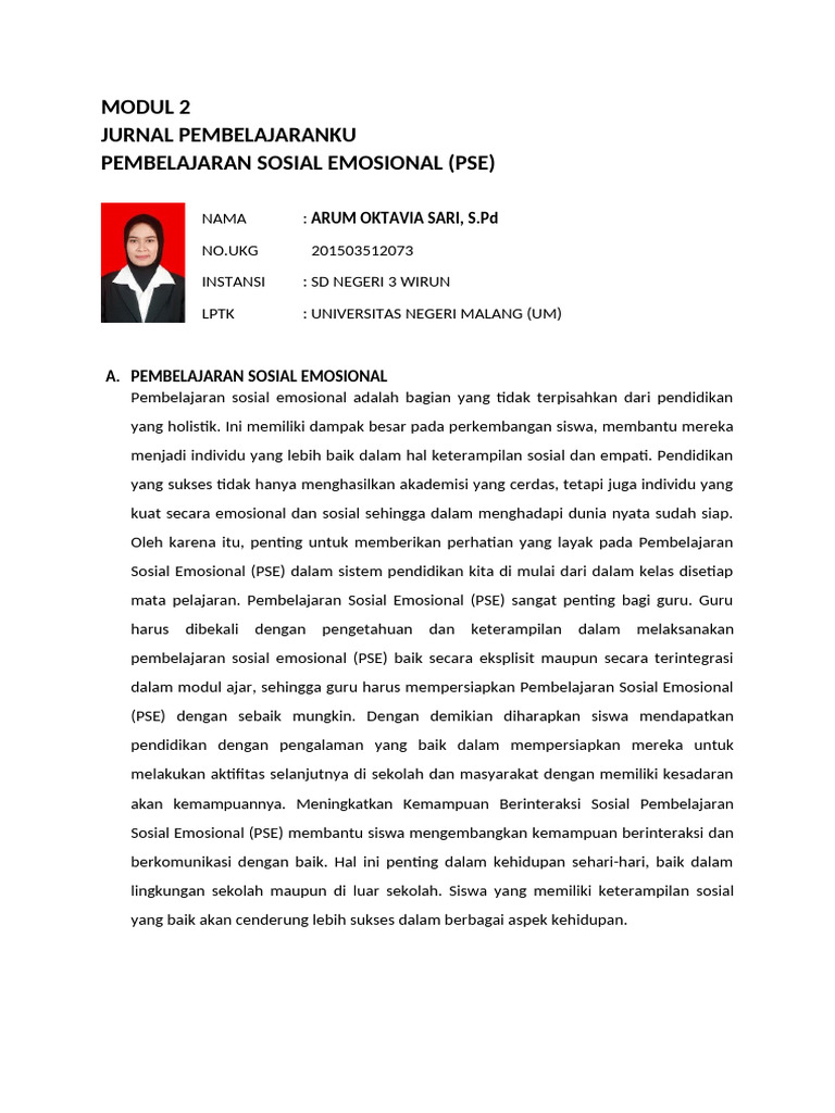 JURNAL_AKSI NYATA PSE_ARUM OKTAVIA SARI | PDF