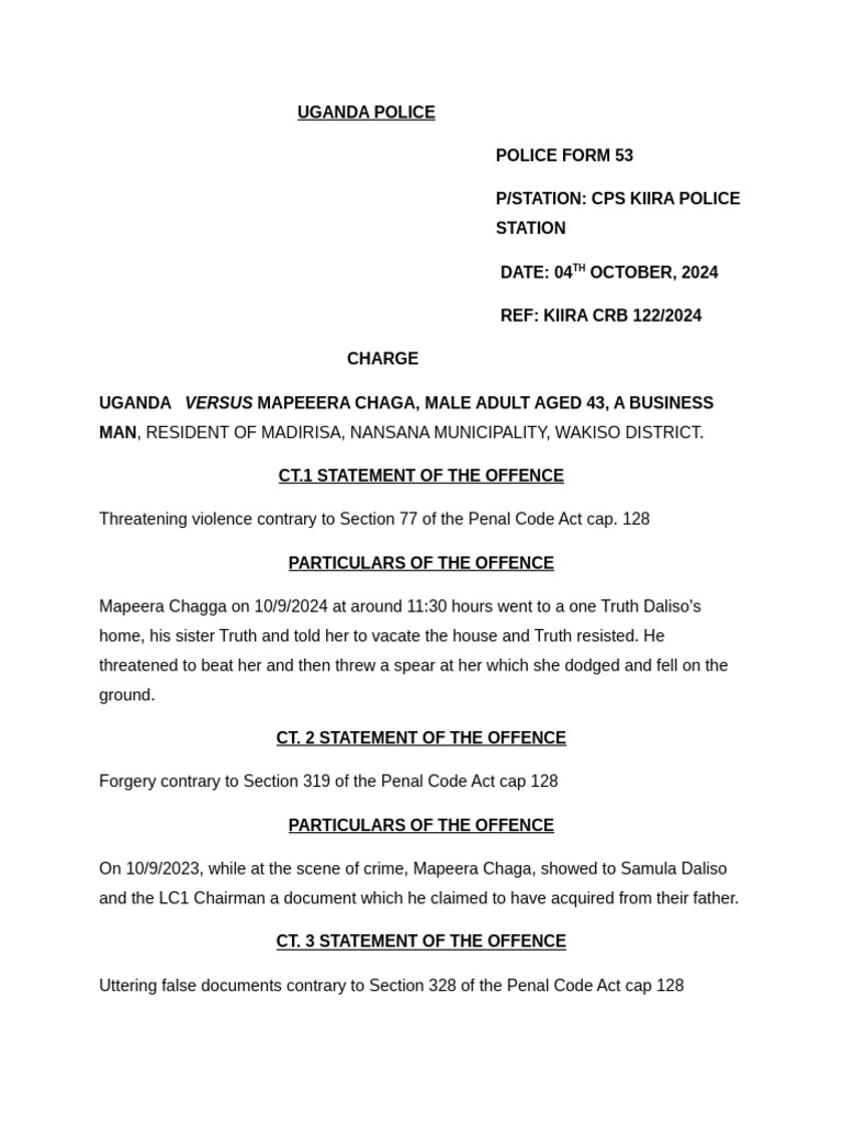 Charge Sheet Workshop Two | PDF