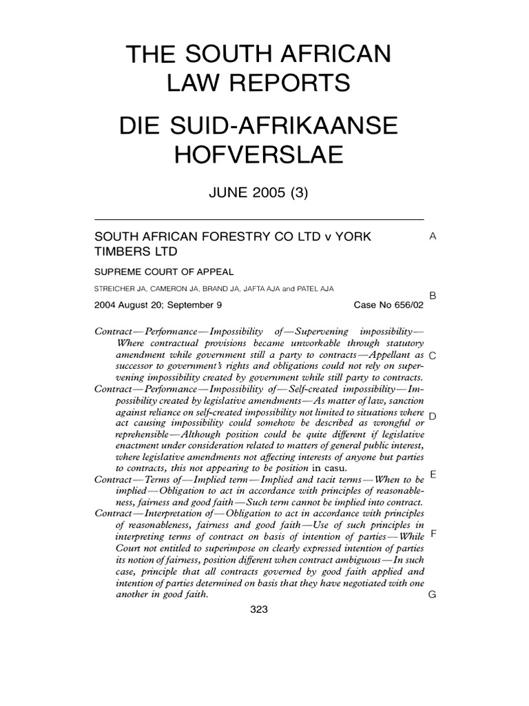 South African Forestry Co LTD V York Timbers LTD 2005 (3) SA 323 (SCA ...