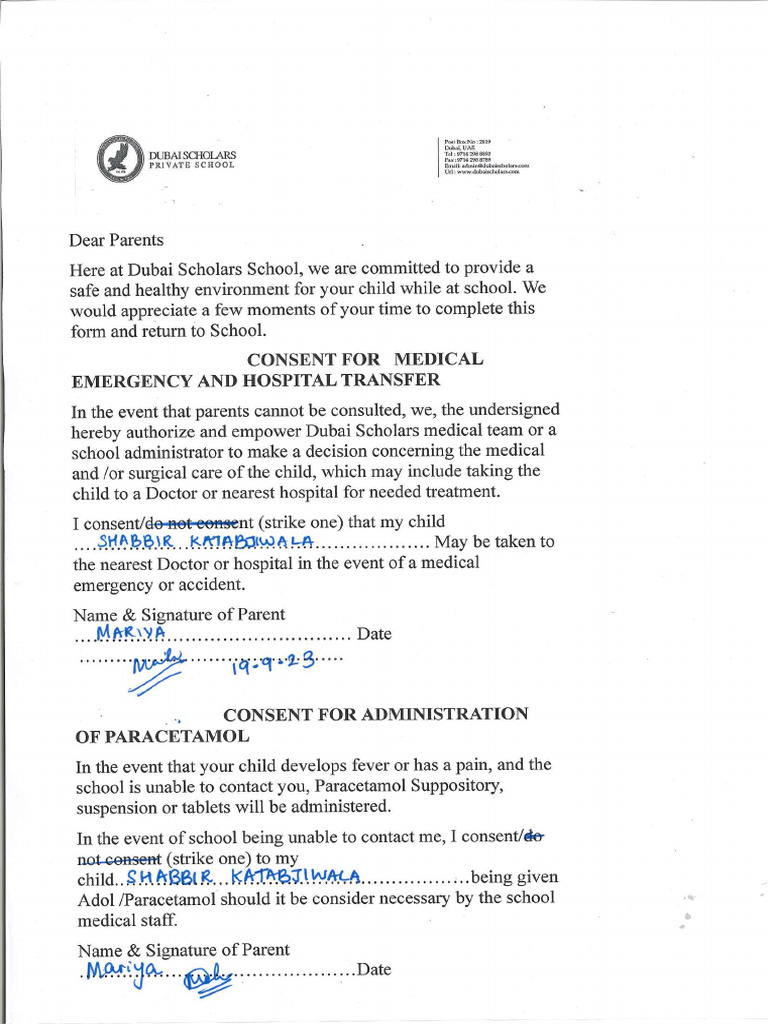 Consent For Medical Emergency and Hospital Transfer - Shabbir ...