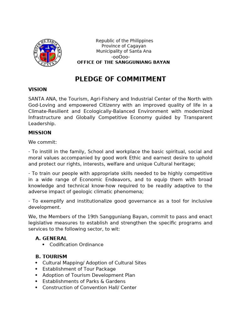 PLEDGE OF COMMITMENT (Legislative Agenda) | PDF