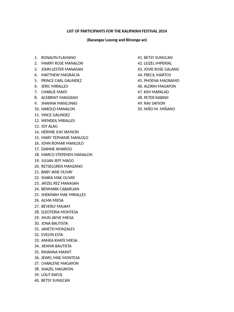 KALIPAYAN-FESTIVAL-2024-LU-BI | PDF