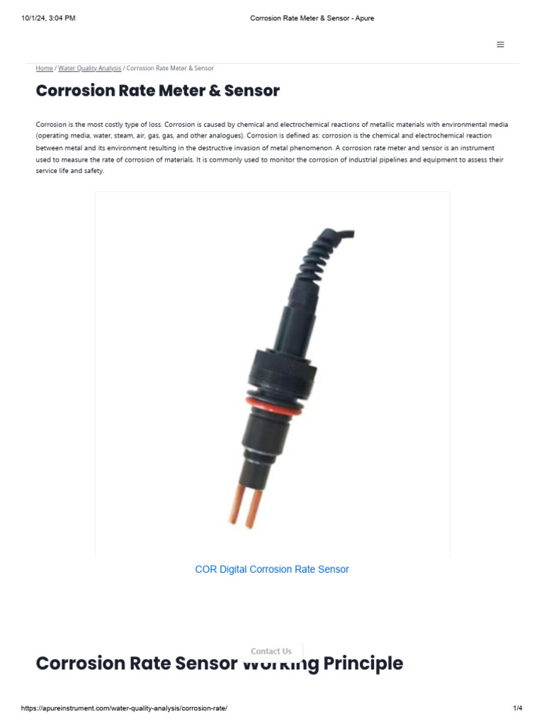 Corrosion Rate Meter & Sensor - Apure | PDF