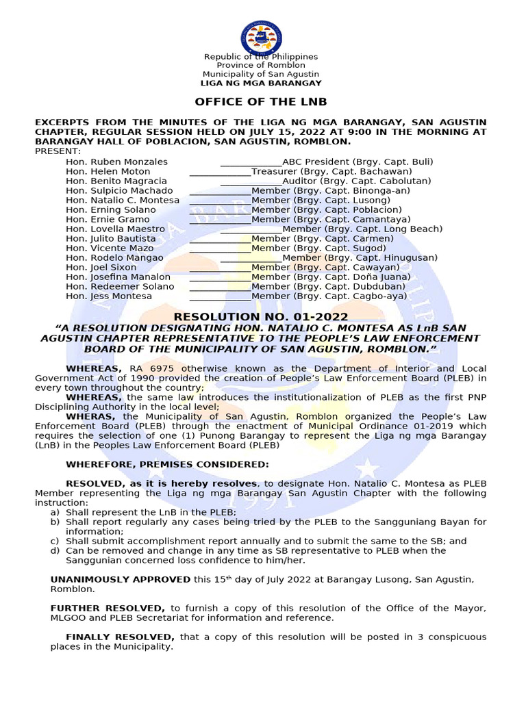 LnB Resolution | PDF