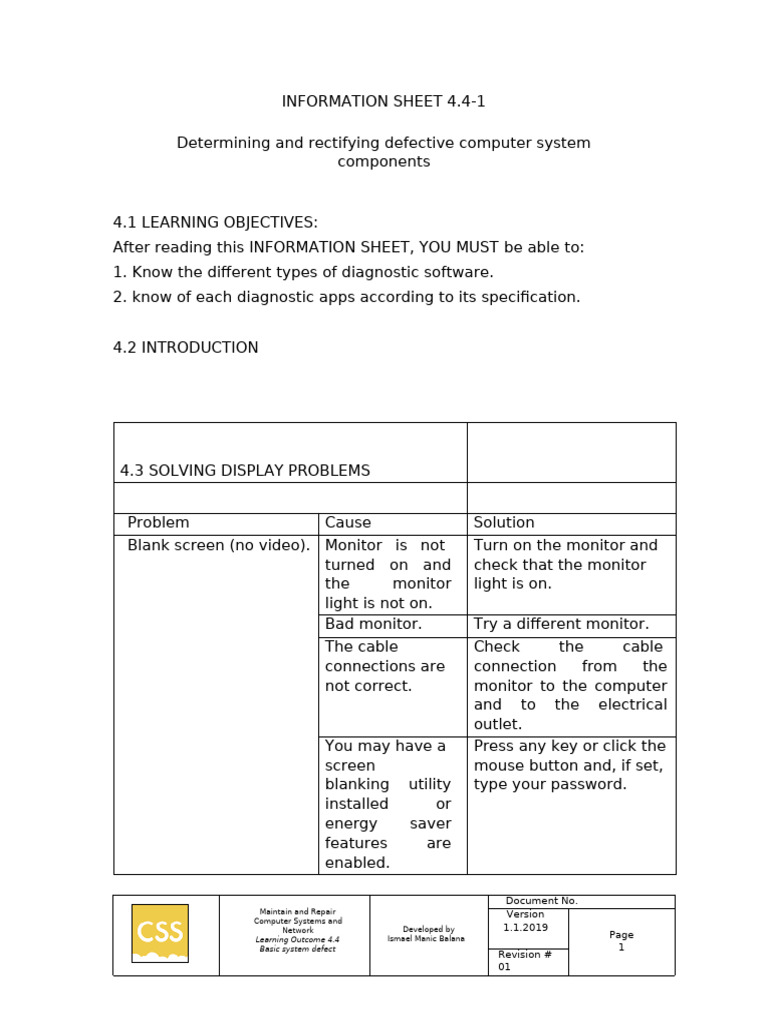 4.4-1 BASIC COMPUTER SYSTEM DEFFECTS - NoRestriction | PDF