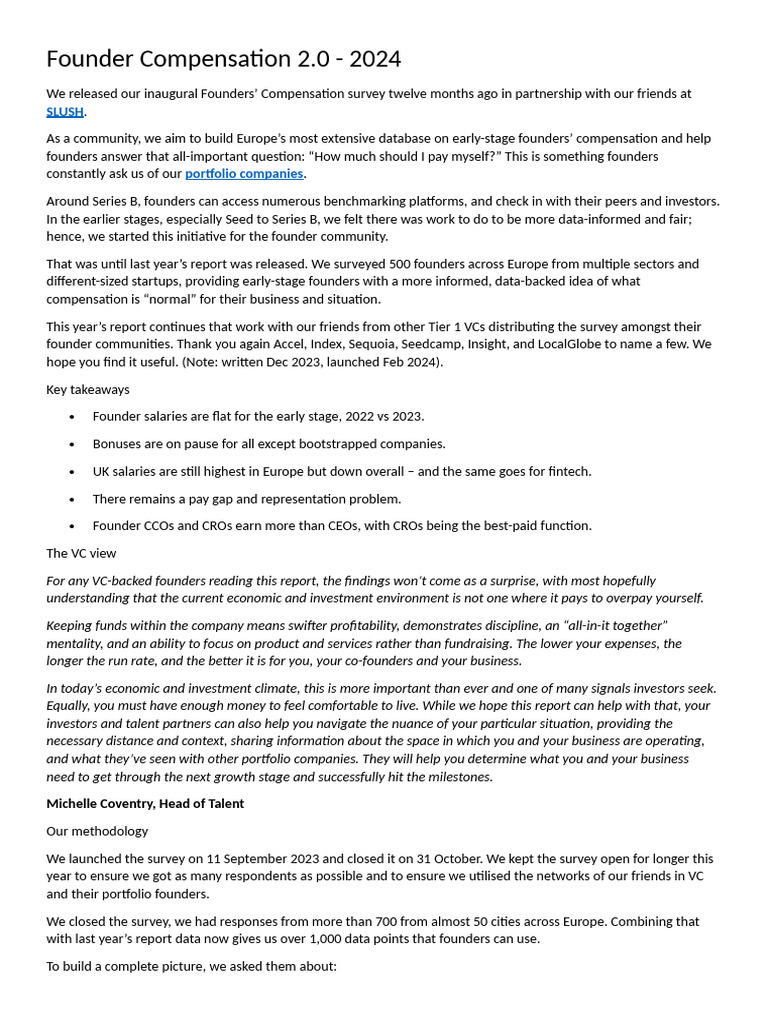 Founder Compensation 2.0 - 2024 | PDF
