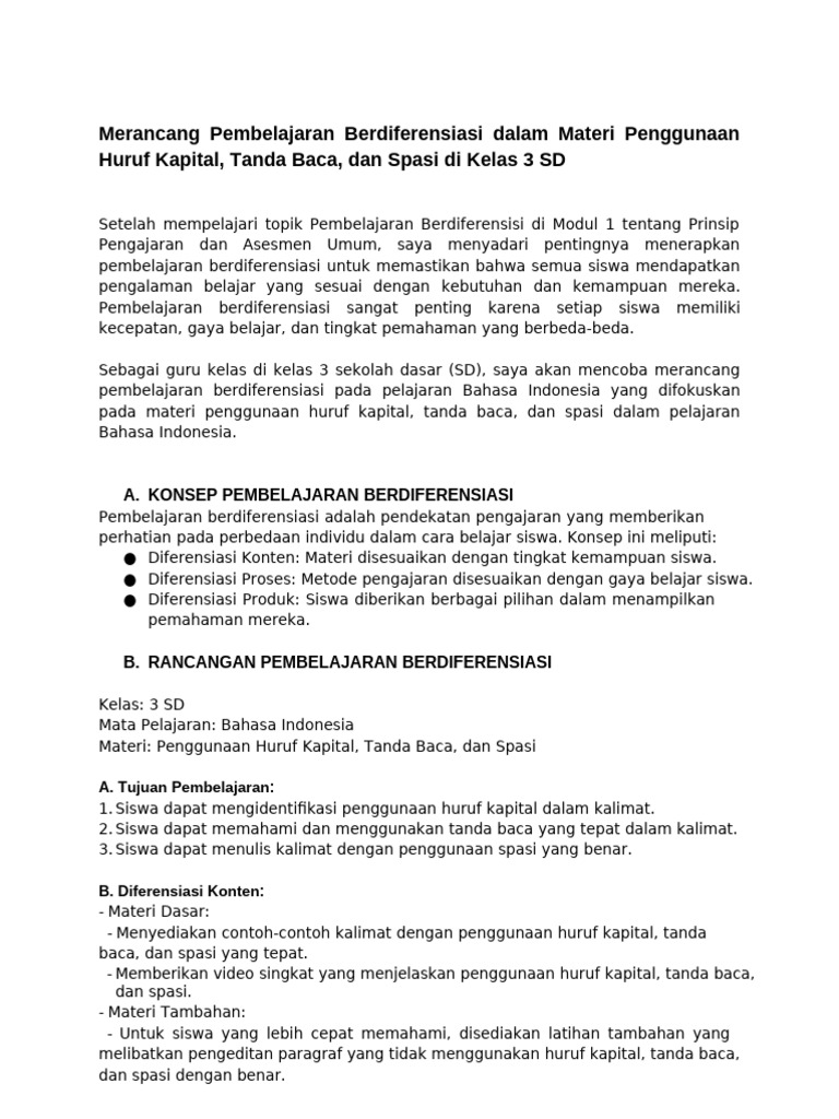 Jurnal Modul 1 Pembelajaran Berdiferensiasi | PDF