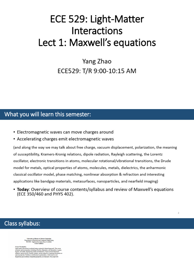 Lecture-1-Introduction and Maxwell Equations | PDF