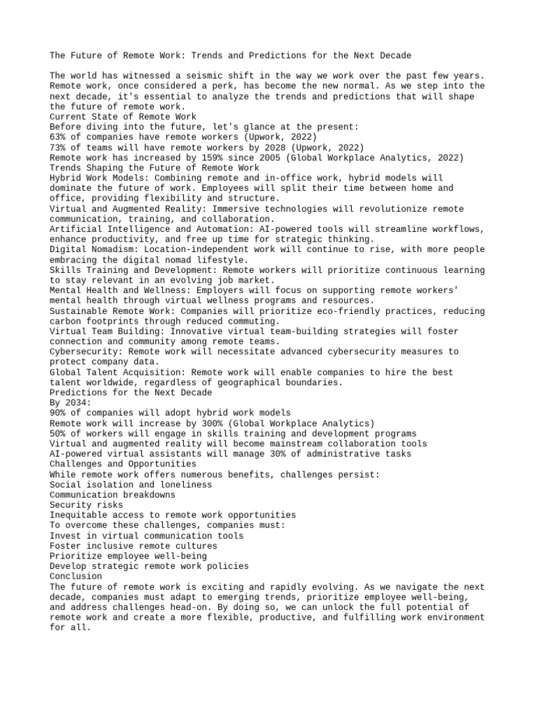 Future of Remote Work | PDF