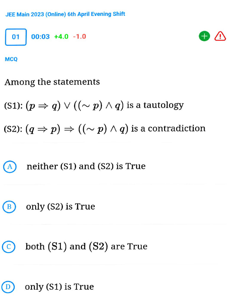 JEE Main PYQ ITF, Logic 210623 | PDF