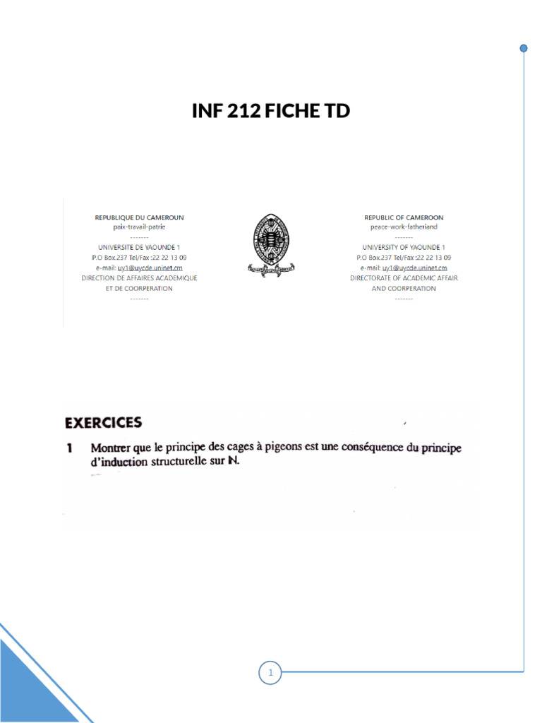 Inf 212 Fiche TD | PDF