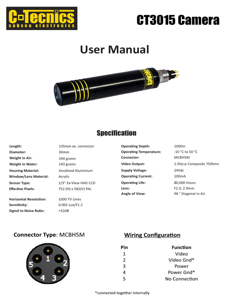 CT3015 MCBH5M Camera User Manual | PDF