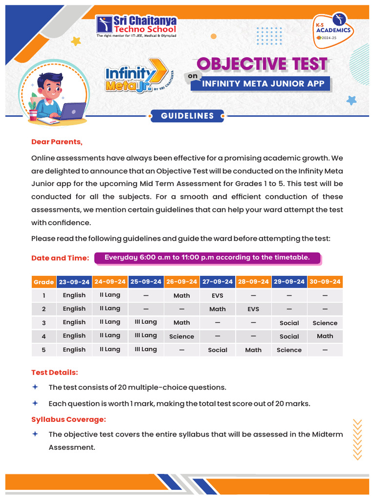 Infinity Meta Junior Test Guide | PDF
