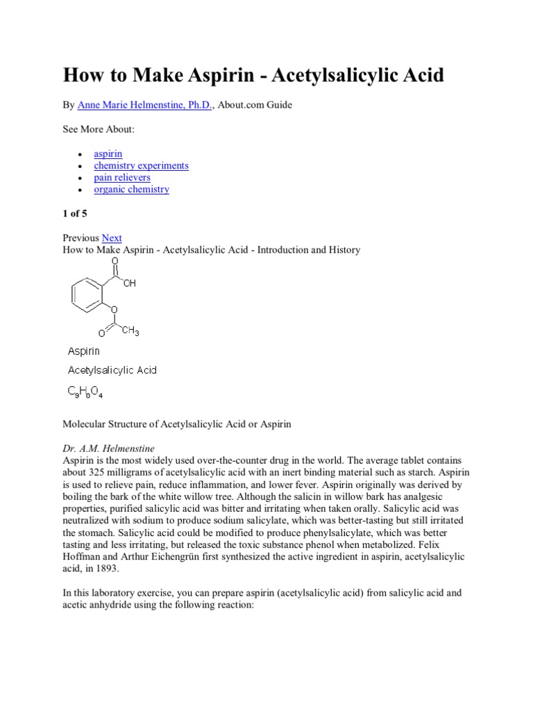 How To Make Aspirin | PDF | Aspirin | Chemistry