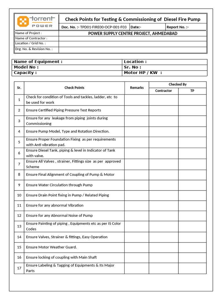 TPD01-FIRE00-OCP-001-F03 - Check Points For Testing & Commissioning of ...