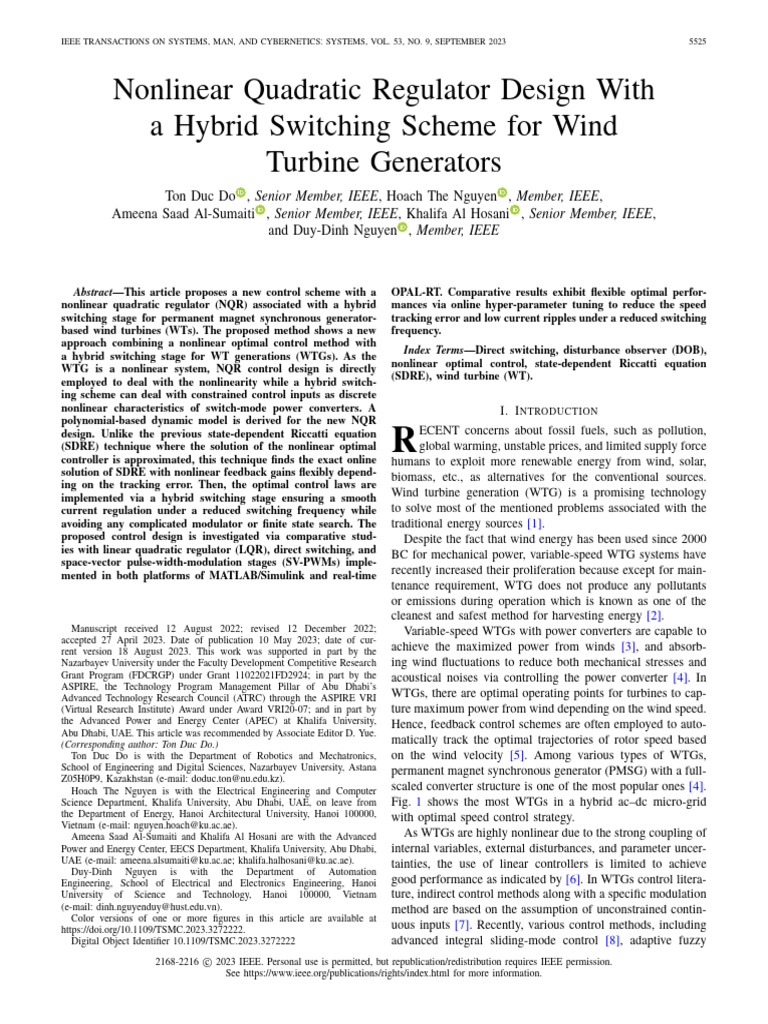 Nonlinear Quadratic Regulator Design With A Hybrid Switching Scheme For ...