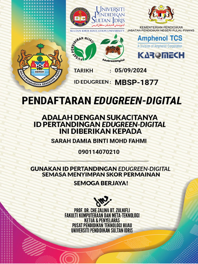 Sarah Damia Binti Mohd Fahmimbsp-1877 | PDF