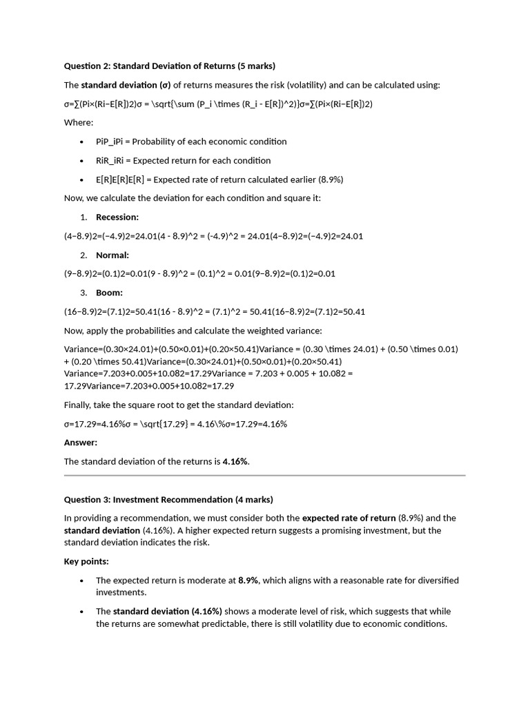 Standard Deviation of Returns | PDF