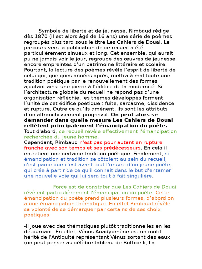 Dissert - Rimbaud 1 | PDF
