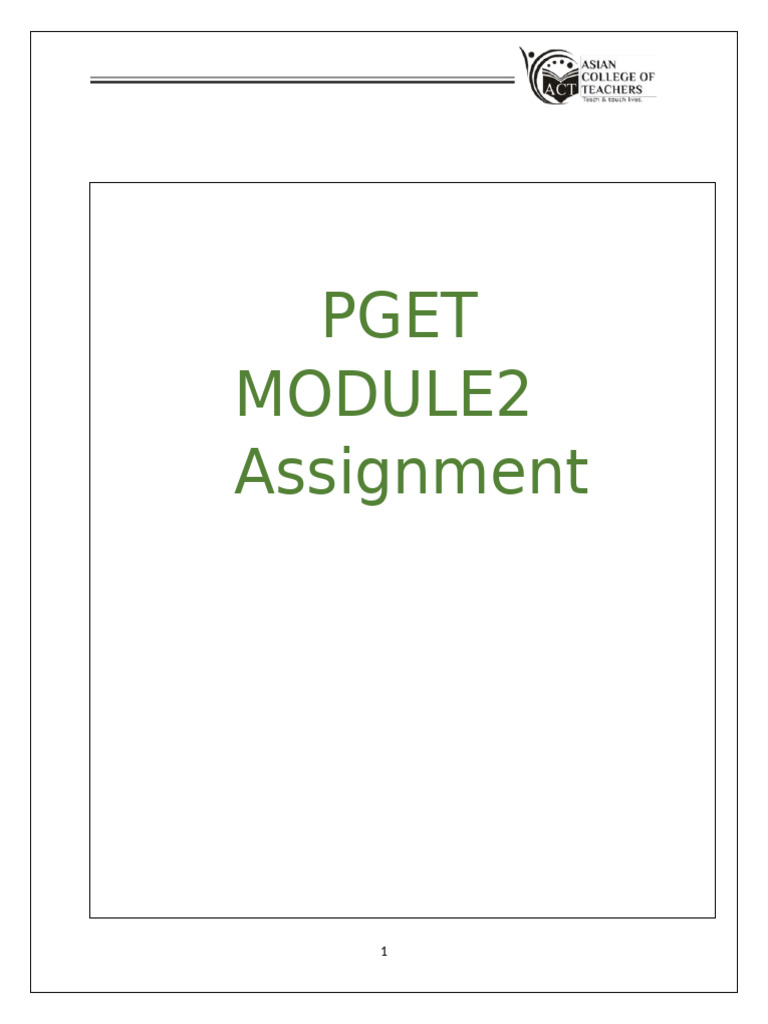 Pget Module2 Assignment | PDF | Teachers | Wellness