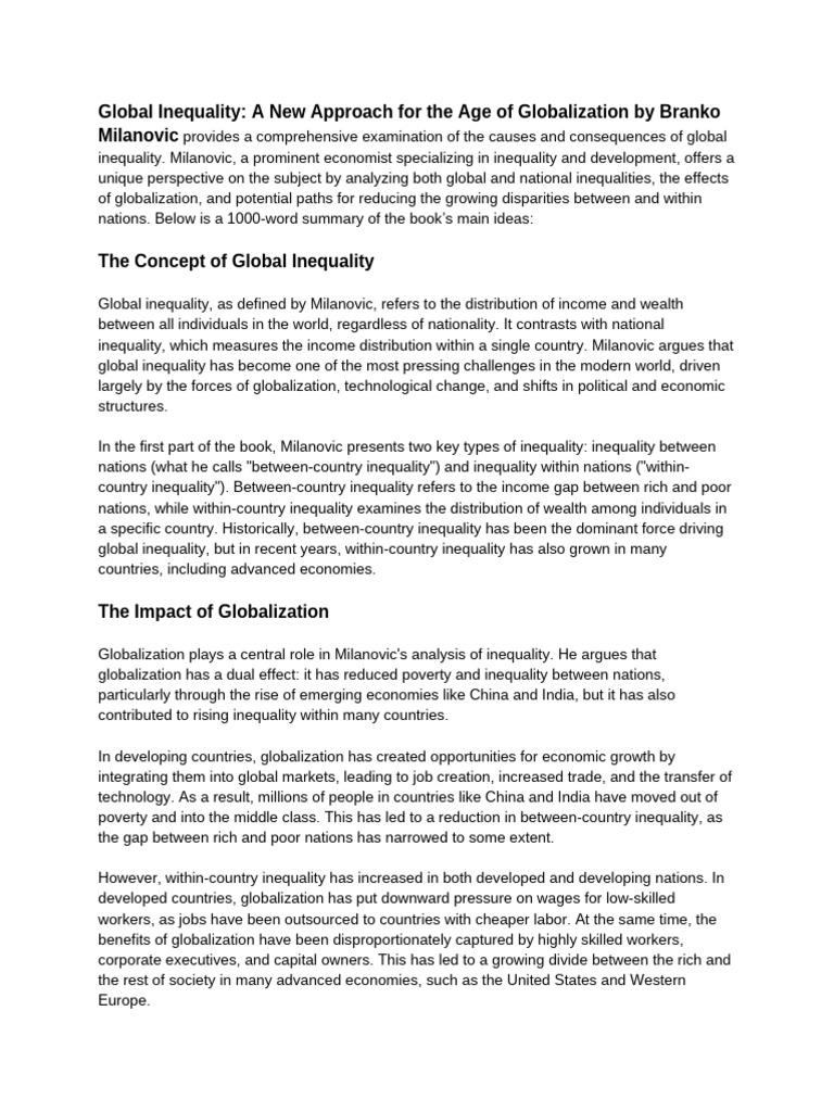 Global Inequality - A New Approach For The Age of Globalization by ...