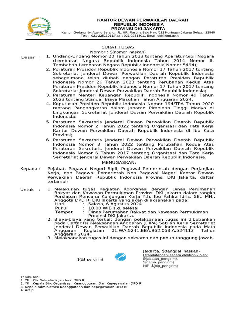 Surat Tugas Final | PDF