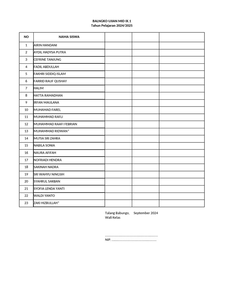 Absen Upacara 17 Agustus 2024 | PDF