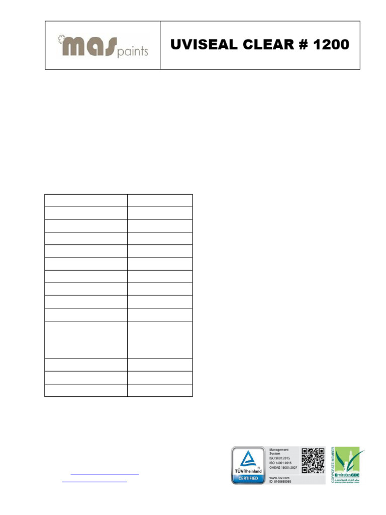 Uviseal Clear 1200 Datasheet | PDF