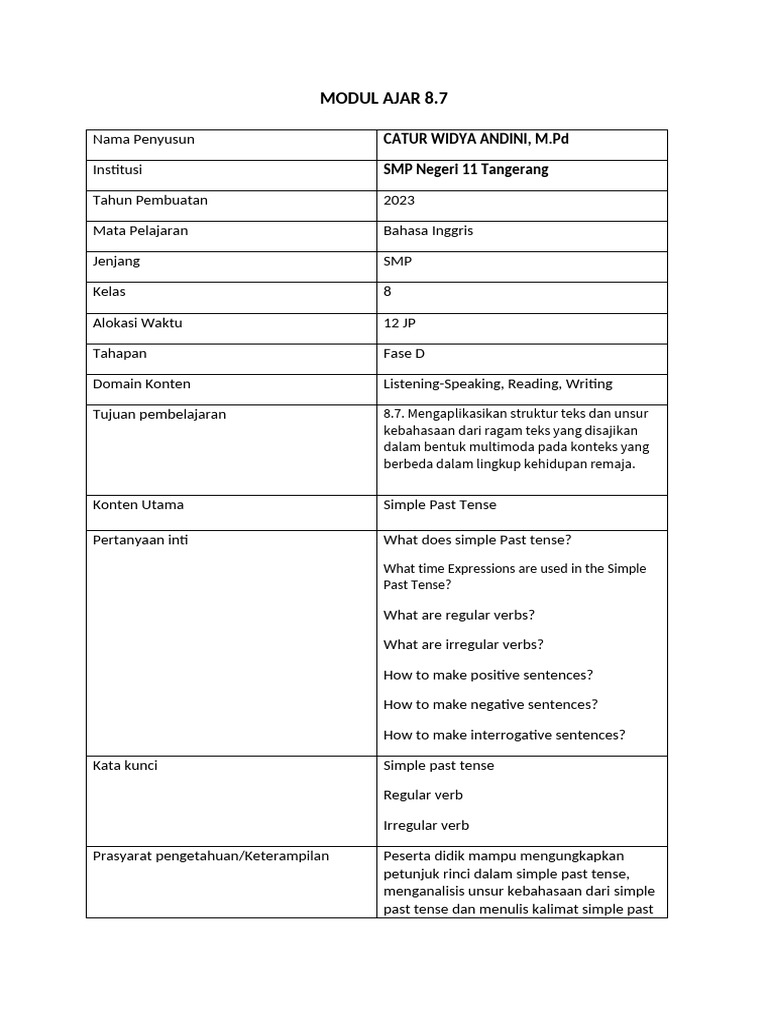 Modul Ajar 8.7 | PDF