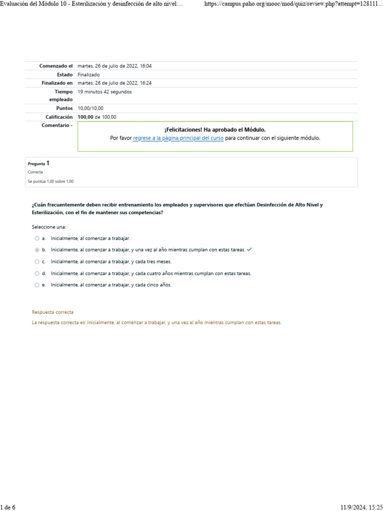 Evaluación Del Módulo 10 | PDF