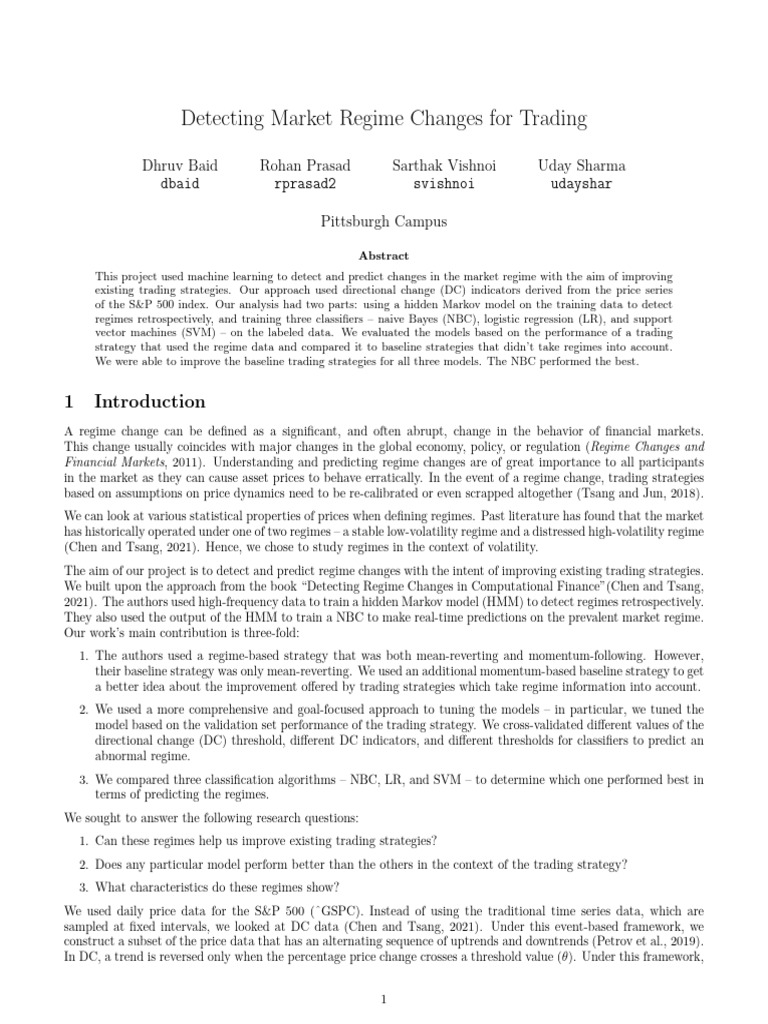 (Report) Detecting-Regime-Change | PDF