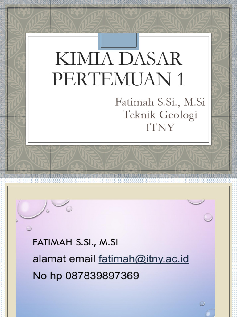 Pertemuan 1 Kimia Dasar | PDF