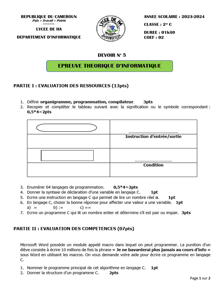 Info Eval 5 2ndC | PDF