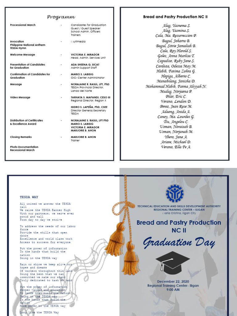 TESDA Graduation Sample Program | PDF