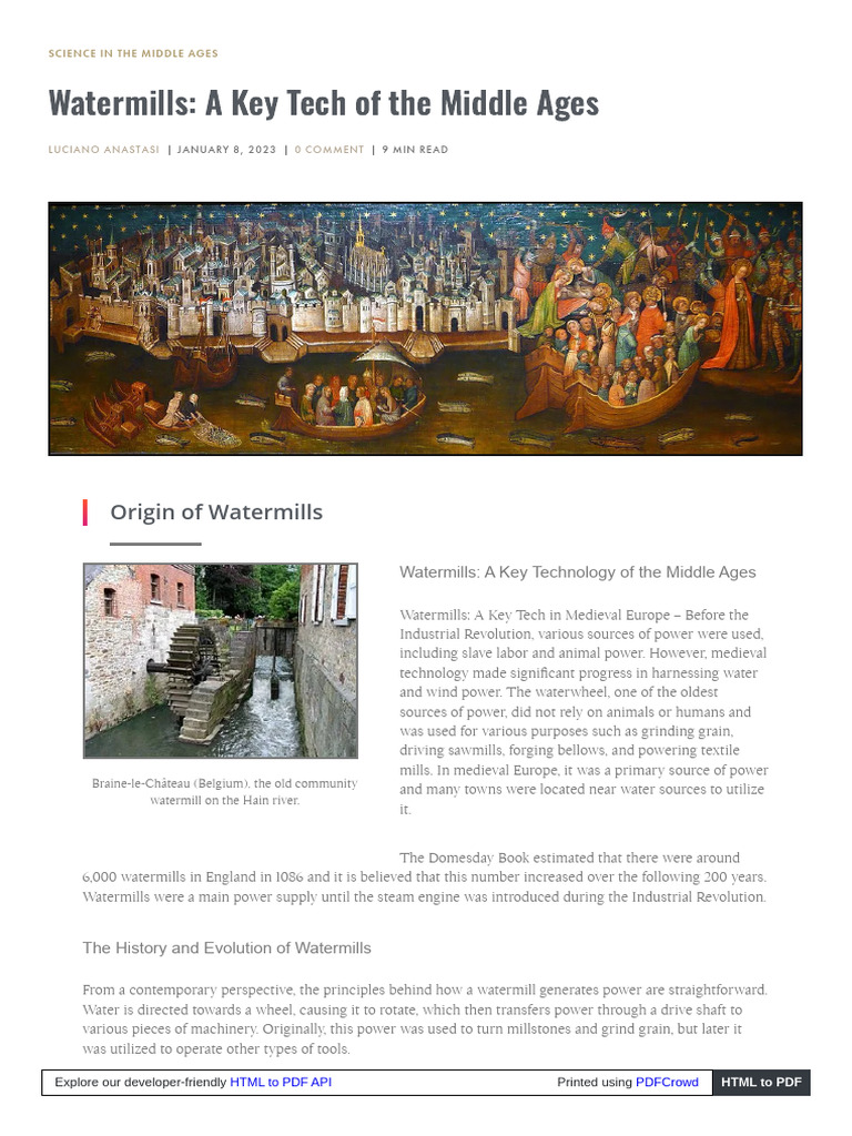 Watermills: Medieval Power Revolution | PDF | Flour | Secondary Sector ...