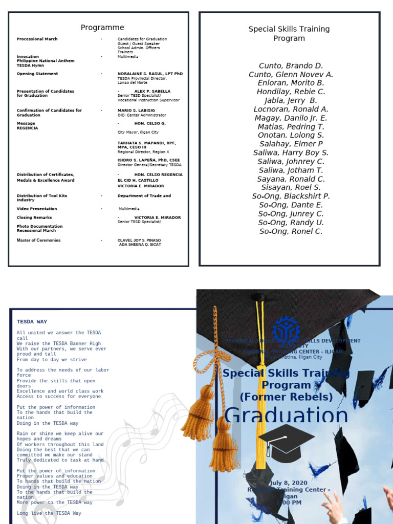 former rebel graduation- tesda sample program | PDF